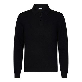 Malo Homme, Tops, Noir, Taille: M Polo en Tricot de Cachemire Noir