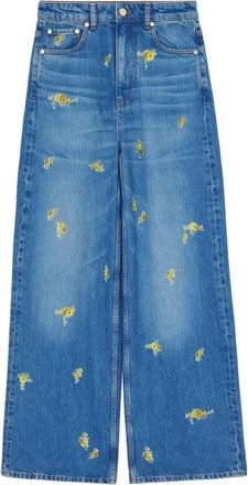 Ganni Femme, Jeans, Bleu, Taille: W25 L33 Printed Flower Denim Lari Jeans
