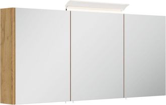 Magnolia Home Spiegelschrank 140cm inkl. Design LED-Lampe und Glasb&ouml;den eiche gold