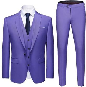 Generic Veste de Smoking pour Homme, Coupe ajustée, Ensemble Costume de Mariage Formel, Veste, Gilet et Pantalon Style Smoking à Un Bouton, Tenue daffaires