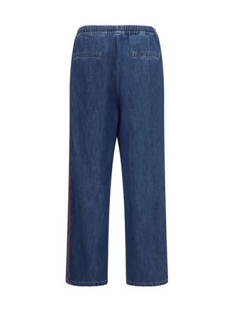 Valentino Womens Lightweight Wide-Leg Denim Pants Scuro Polyester; Cotton Trousers