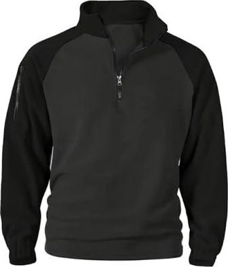 Generic Sweat-shirt en polaire pour homme - Coupe d&eacute;contract&eacute;e - Haut thermique - Fermeture &eacute;clair 1/4 - Polo &agrave; manches longues Valueweight - T-shirt lourd fo