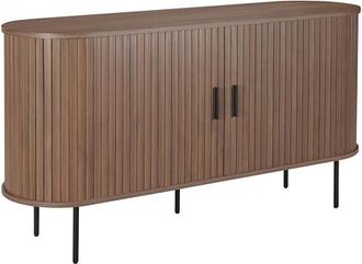 Oviala Buffet 2 Portes en m&eacute;lamin&eacute; et Acier 140 cm Noyer