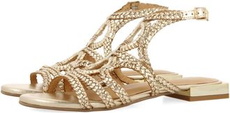 Gioseppo Birch Geflochtene Ledersandalen, Platinfarben, 38 EU