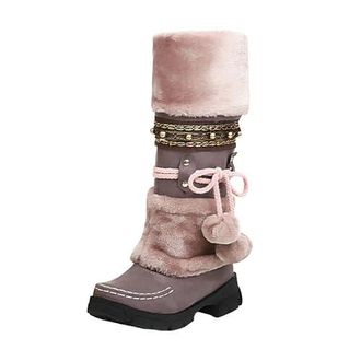 Generic JJDFW Bottes pour femmes chaudes automne et hiver commerce ext&eacute;rieur talon moyen bottes en coton bottes hautes, violet, 42 1/3 EU