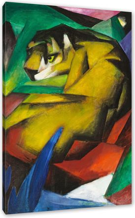 Pixxprint Franz Marc - Der Tiger, Wei&szlig;, Gr&ouml;&szlig;e: 80x60cm, Leinwandbild, fertig gespannt, Wandbild, Dekoration, Kunstdruck, kein Poster