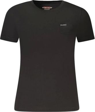 Guess Femme, Tops, Noir, Taille: 38 FR T-shirt en Coton Noir &agrave; Col Rond