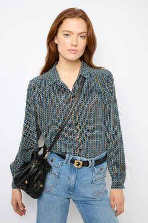 Gerard Darel Chemise imprim&eacute;e en soie - BASTIA - Encre