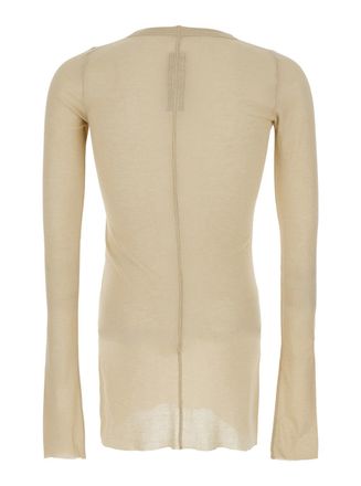 Rick Owens Mens T-Shirt Round Neck Beige Viscose-Silk T-Shirts And Polos