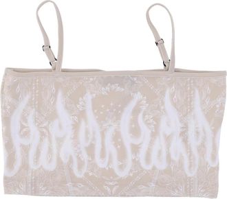 Vision Of Super Bandana Print &Auml;rmelloses Top Beige - - Tops - Damen - Beige - M