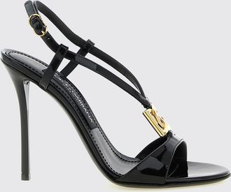 Dolce & Gabbana Slingback-Sandalen aus Lackleder mit hohem Absatz und DG-Logo von