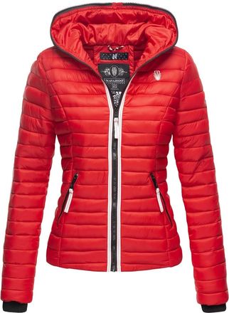 Navahoo Damen Jacke Steppjacke Übergangsjacke gesteppt Herbst Kapuze B811 [B811-Kim-Pri-Rot-Gr.S]