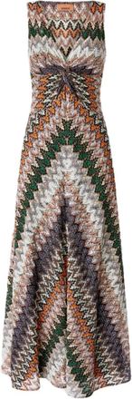 Missoni Femme, Robes, Multicolore, Taille: 40 FR Robe Longue Sans Manches avec Encolure &agrave; Nouer