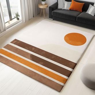 Generic Tapis Salon 160 x 230 cm Affiche de Style r&eacute;tro Tapis Poils Courts Ultra Doux Antid&eacute;rapant Lavable Moquette Multicolore pour Chambre Cuisine Bureau & 