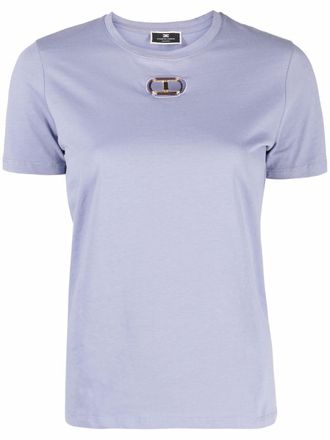 Elisabetta Franchi t-shirt &agrave; patch logo - Violet