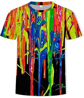 Generic 2026 Nouvelles chemises pour hommes unisexes 3D mode imprim&eacute;es chemises pour adultes hauts &agrave; manches courtes T-shirts, Orange, 4XL