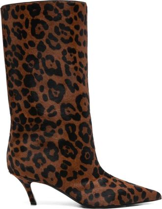 Amina Muaddi bottes en daim Fiona 60 mm à bout pointu - Marron