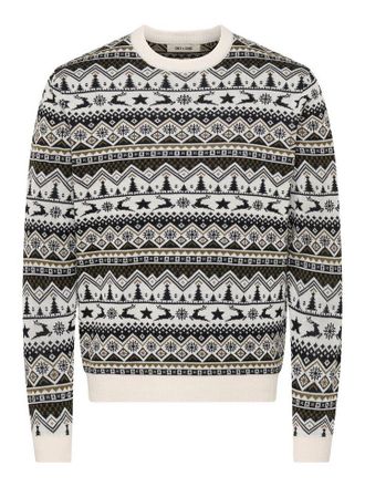 Only & Sons Rundhalspullover ONSX-MAS 2 CREW REG Weihnachten, Kunstfaser, regular fit