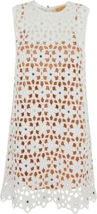 Michael Kors Femme, Robes, Blanc, Taille: 40 FR Mirror Embellished Floral Crochet Dress