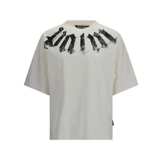 Palm Angels Big Neck Logo T-shirt - - Tops - Herren - Wei&szlig; - XL