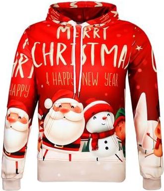 Generic Pulls de No&euml;l Hommes Dr&ocirc;le 3D Pull P&egrave;re No&euml;l Merry Christmas Pull de No&euml;l Sweater de No&euml;l Hommes Pulls de No&euml;l Famille Unisexe Sweatshirts Dr&ocirc;les, 3-c