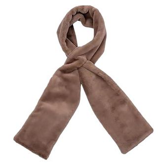 Generic Faux Fur Pull Through Scarf With Zipper Pocket for Cell Phone And Valuables Wrap Up Warm Cozy Pull-Through Scarf(Brown)