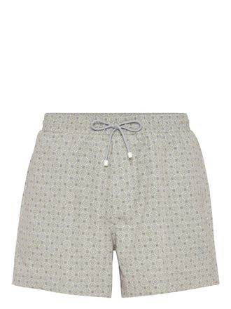 Brunello Cucinelli short de bain &agrave; imprim&eacute; g&eacute;om&eacute;trique - Vert