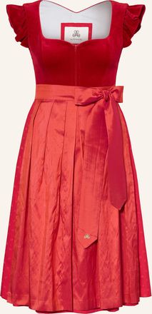 Alpenherz Alpenherz Dirndl Melissa Aus Samt Mit Volants rot