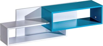 Mirjan24 Wandregal Trafiko TR11, Praktische Hängeregal, Buchregal, Farbauswahl, Wandboard, Regal, Jugendzimmer (Weiß/Weiß + Türkis)