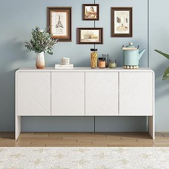 Generic Merax Buffet Armoire de rangement, Buffet moderne simple avec 4 portes, &Eacute;tag&egrave;re r&eacute;glable, Armoire de rangement Meuble dappoint, Buffets pour salle &agrave; m