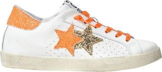 2Star 2Star, Femme, Chaussures, Blanc, Taille: 37 EU Baskets Basses en Cuir Blanc Doux