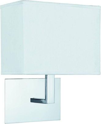 Searchlight Applique chrome, abat-jour rectangulaire blanc en tissu acier doux chrom&eacute;