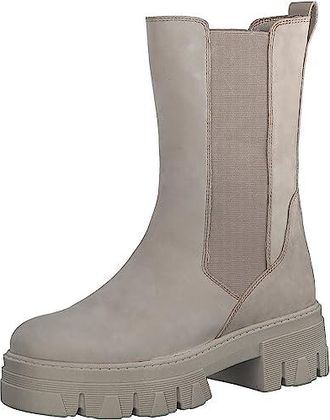 Marco Tozzi Bottines Chelsea en cuir à plateforme pour femme, Nubuck taupe., 39 EU