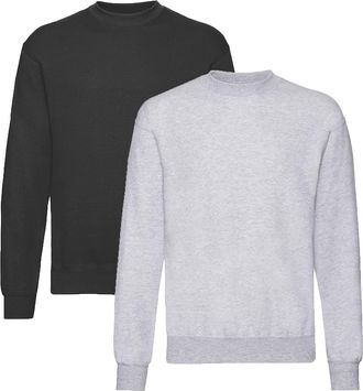 Fruit Of The Loom Herren 62-202-0 Set-IN Sweatshirts 1er/2er - 1Schwarz/1Grau + 1 HLKauf-Notizblock - Größe: 3XL