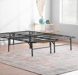 Linenspa Metallbett mit Lattenrost - Klappbett - 33 cm Stauraum unter Bettgestell - Montage in 5 Minuten - Bett 180x200 cm, Schwarz, Queen