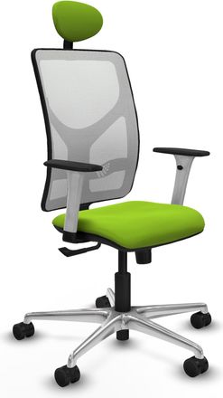 Piqueras y Crespo B&uuml;rostuhl mit wei&szlig;en und schwarzen Armlehnen und festem Kopfteil, ausgestattet mit 3 Positionen und Schneideschaum. Mit Rollen von 65 mm Nylon, Wei&szlig;/P