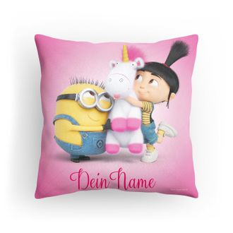 Picanova Minions Kissen mit Name - Personalisiertes Premium Kopfkissen mit Füllung - Kuschelkissen Zierkissen 40x40cm - Text individuell Bedruckt - Schlaf- und