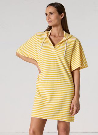 Jott Robe &eacute;ponge &agrave; capuche Jaune abeille ray&eacute; Pearl stripe - Taille S