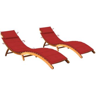 vidaXL Vidaxl - Sonnenliegen 2 Stk. mit Auflagen Massivholz Akazie