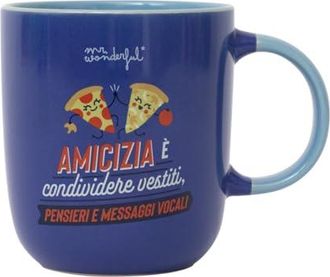 Mr. Wonderful Tasse - Freundschaft ist es, Kleidung, Gedanken und Sprachnachrichten zu teilen - Keramikbecher mit Freundschaftsnachricht