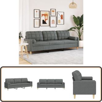 vidaXL Vidaxl - Sofa 3-Sitzer mit Zierkissen Dunkelgrau 210 cm Stoff
