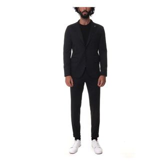 Paoloni Slim Fit Stretch Fabric Suit - - Suits - Herren - Schwarzk - XL