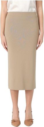 Max Mara Femme, Jupes, Gris, Taille: 38 FR Ribbed Knit Midi Skirt