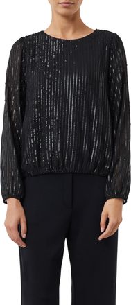 Comma Bluse mit Pailletten und Elastikbündchen
