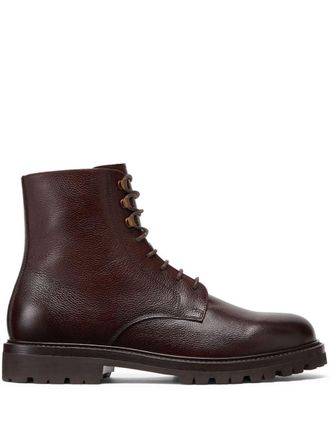 Brunello Cucinelli bottines à détails de surpiqûres - Marron