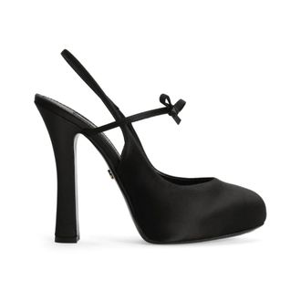 Dolce & Gabbana Schwarze elastische Slingback-Abs&auml;tze runde Zehe - - Shoes - Damen - Schwarzk - 40 EU
