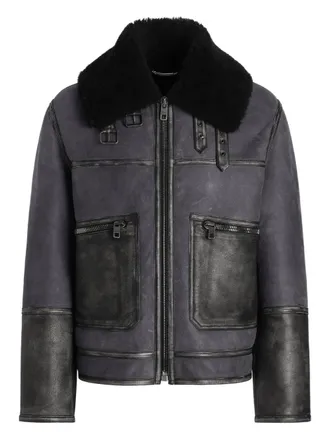 Dolce & Gabbana veste en cuir - Gris