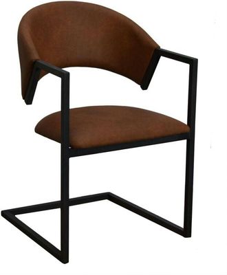 Pier Import Chaise industrielle confort avec assise en microfibre chocolat