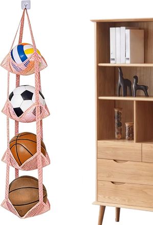 Generic Ball Aufbewahrungsregal,Vertikaler Mehrschichtiger Netz Halter | Ballregal Garage Sportger&auml;te Organizer | F&uuml;r Fu&szlig;ball Volleyball Kuscheltiere Spielzeu