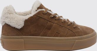Hogan Zweifarbige Crosswind Low-Top-Sneaker aus Veloursleder und Shearling mit H-Logo